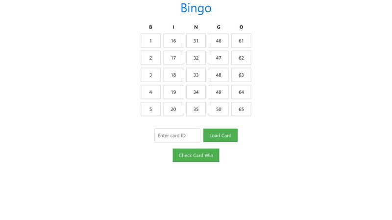 Bingo Card Game