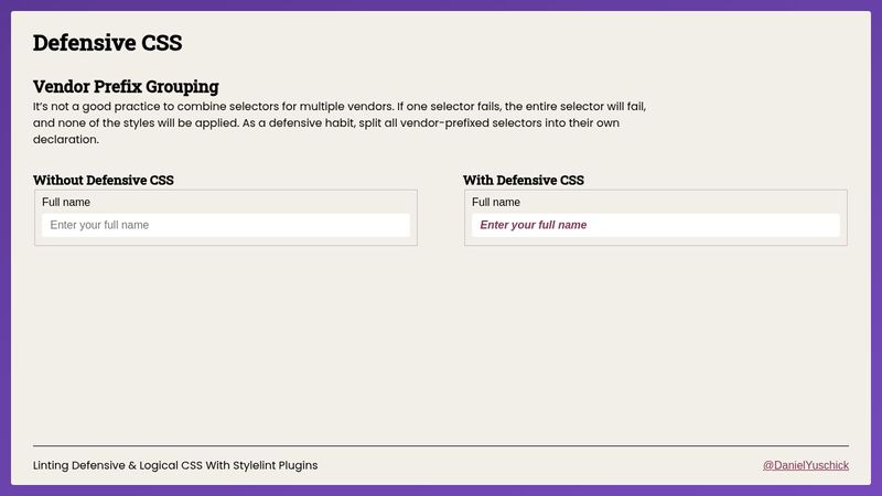 Defensive CSS - Vendor Prefix Grouping