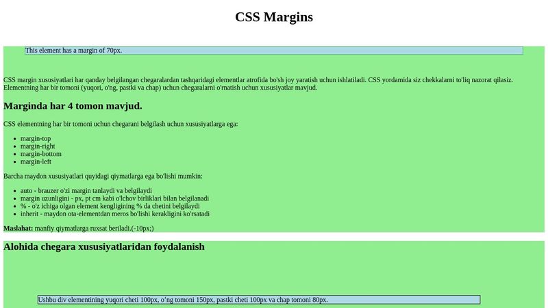 CSS margins