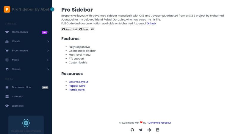 Pro Sidebar template