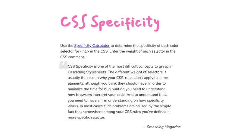 CSS specificity exercise