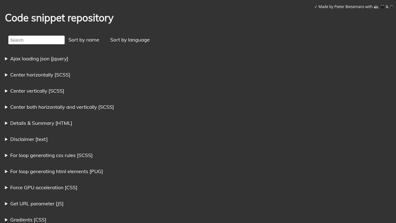Code snippet repository - Codepenchallenge