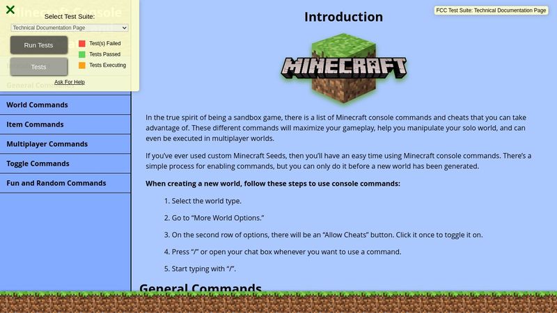 FCC: Technical Documentation Page: Minecraft Console Commands and Cheats