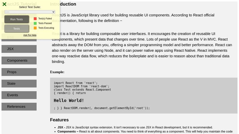Technical Documentation Page | ReactJS