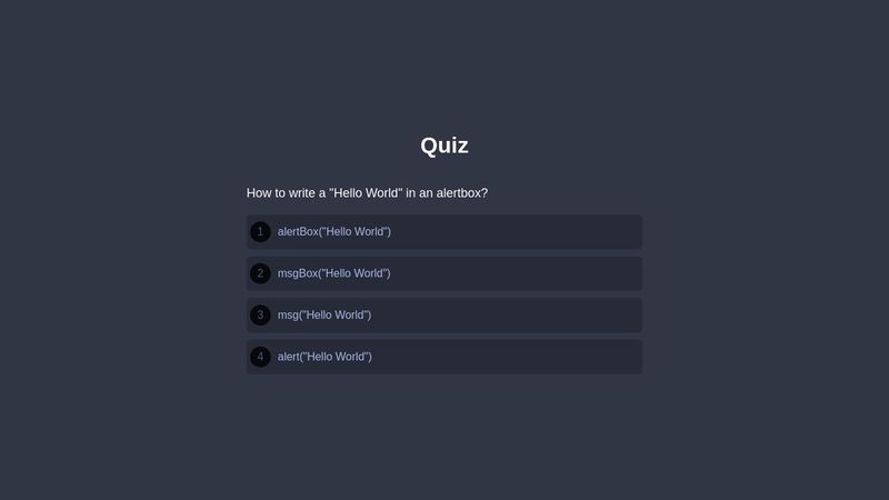 Quiz (only JavaScript)