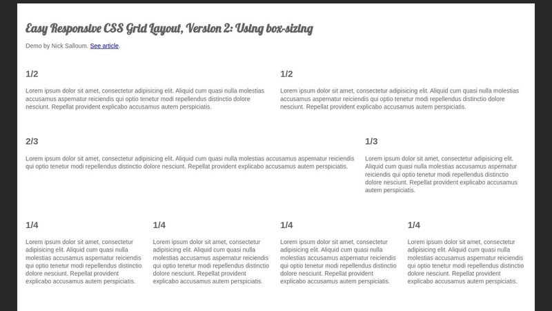 Easy Responsive CSS Grid Layout, Version 2: Using box-sizing