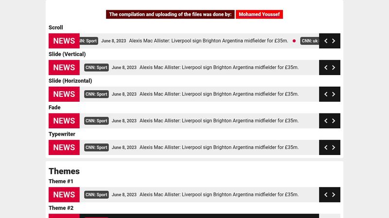 breaking news Ticker Examples