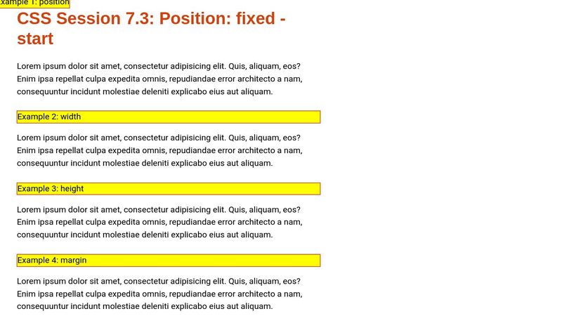 CSS Session 7.3: Position: fixed - start