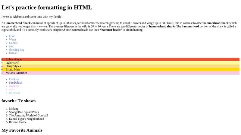 HTML Text Formatting