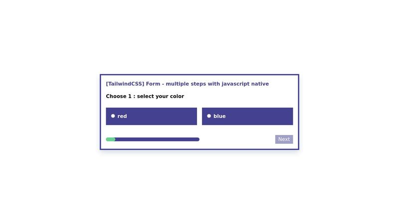 Tailwindcss Form Multiple Steps With Javascript Native
