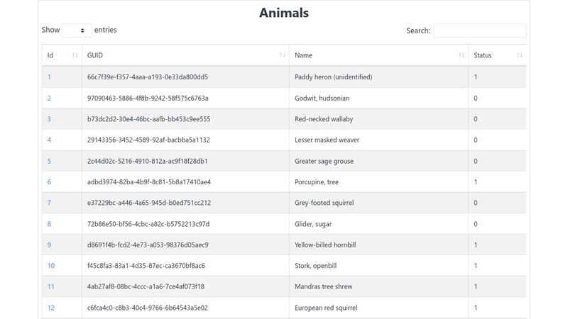 DataTables example with Ajax