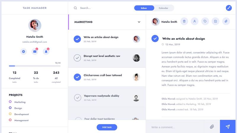 Task Manager UI with CSS Grid