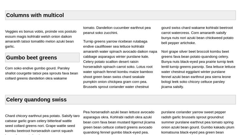 Columns with multicol and column-span