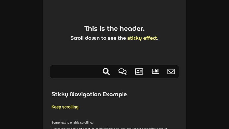 Sticky navigation bar on scroll