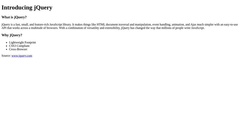 jQuery 101 - Mini Challenge 1