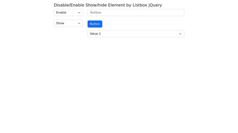 Enabled /Disabled Show/Hide Element jQuery via Listbox