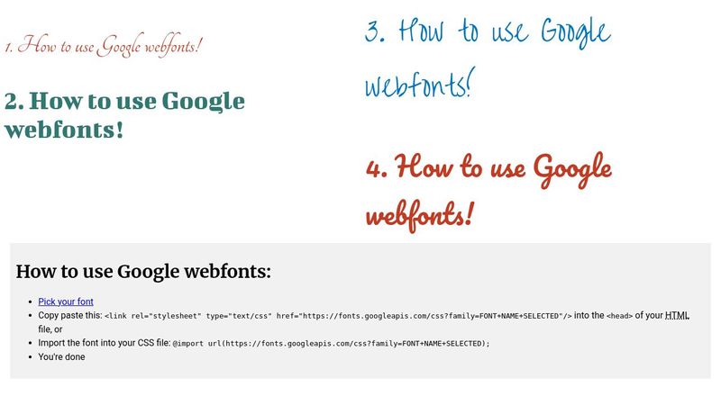 Using Google fonts Using Google fonts