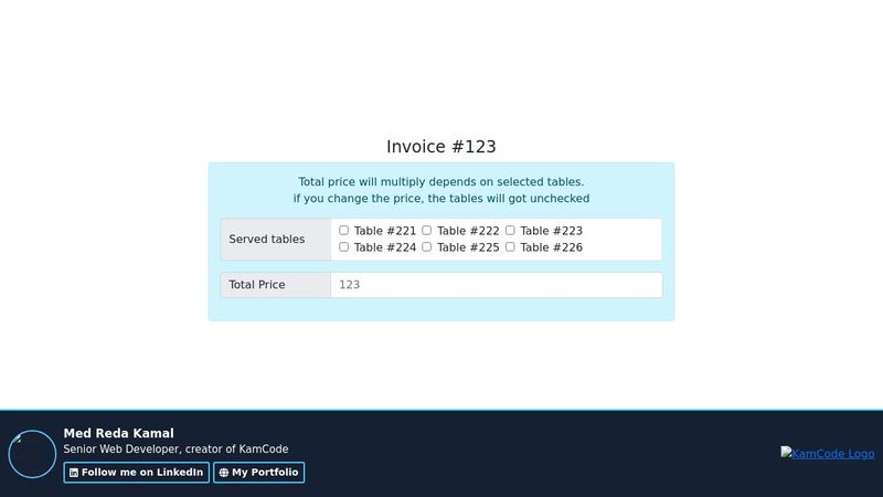 Total Price x Checked values in JavaScript - KamCode