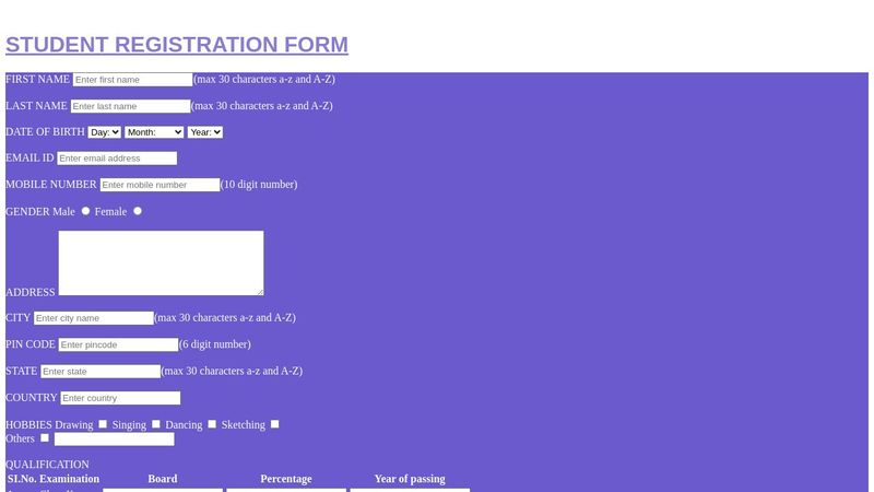Student Register Form Assignment - Saylani Web & Hybrid App Course