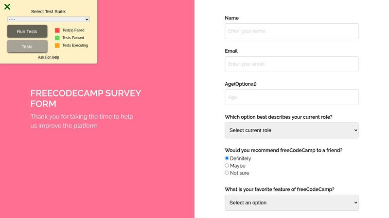 Responsive Web Design Projects - Build a Survey Form