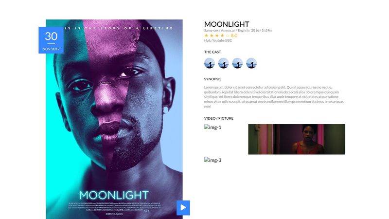 Movie Dashboard using HTML, SCSS