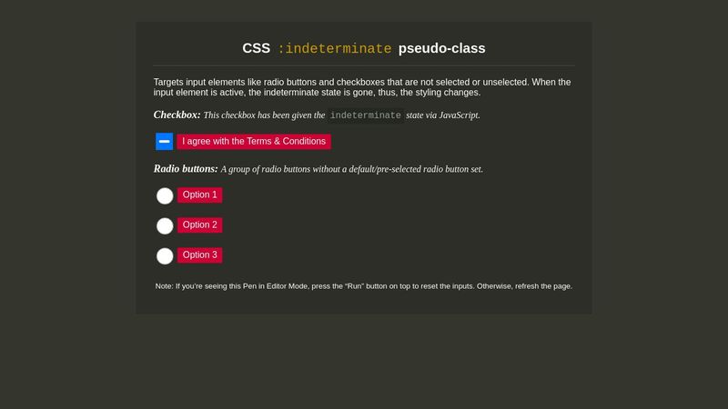 CSS :indeterminate pseudo-class