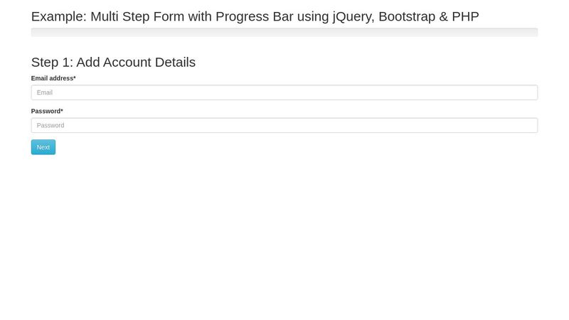 Jquery Step By Step Form with Progress bar