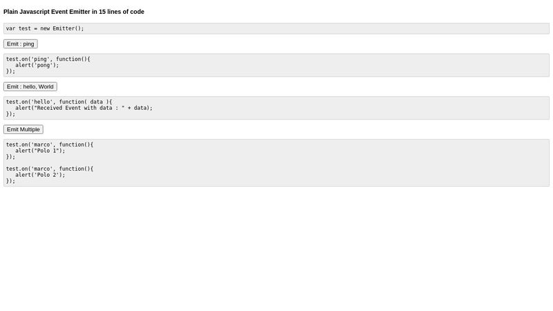 Plain Javascript Event Emitter