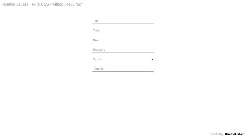Floating Label's - Pure CSS - without Required*