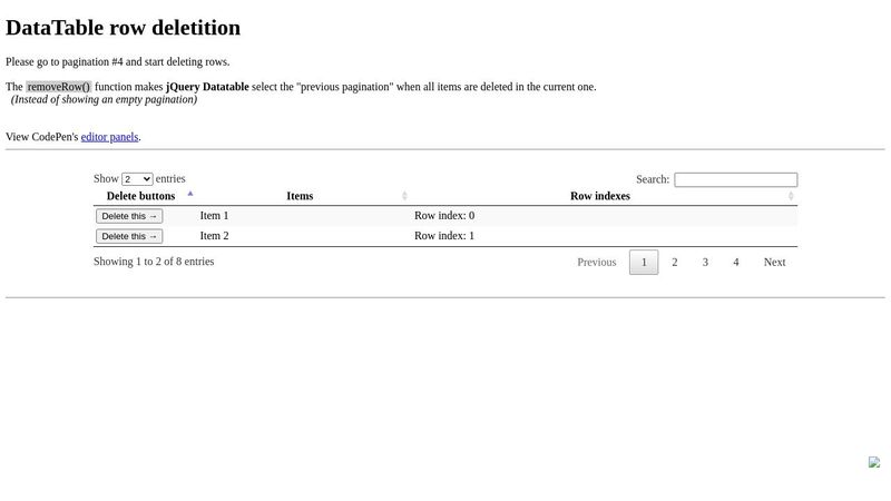 DataTable - Delete row and reload - For SO question #40301861