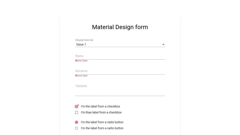 Material design form