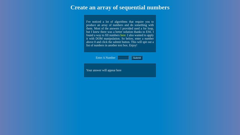 JavaScript - Create an array of sequential numbers