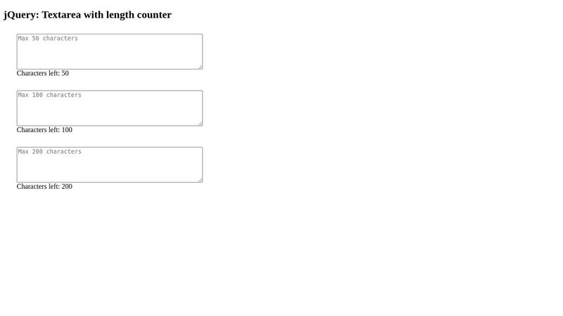 jQuery: Textarea with length counter