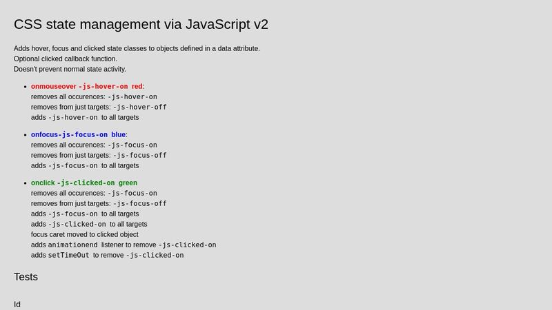 CSS state management via JavaScript v2 - WIP