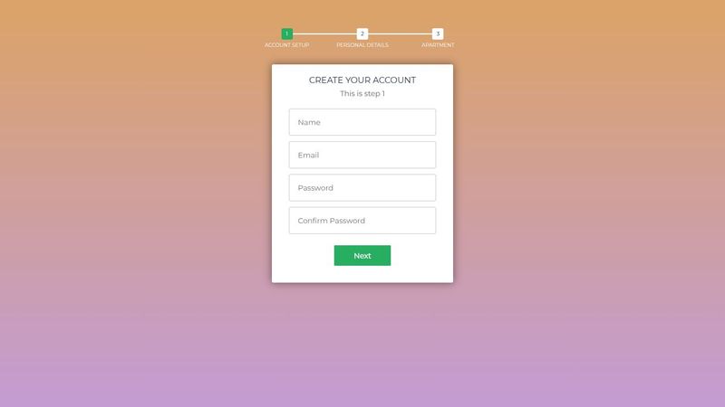 Multi Step Form with Progress Bar using jQuery and CSS3