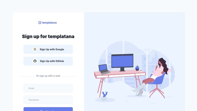 Responsive Sign Up Form Page Template Build With Tailwind CSS