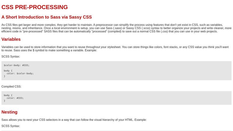 Pre-processing with Sassy CSS