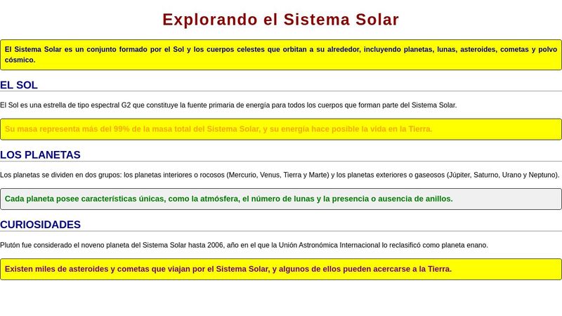 Selectores CSS - Sistema Solar
