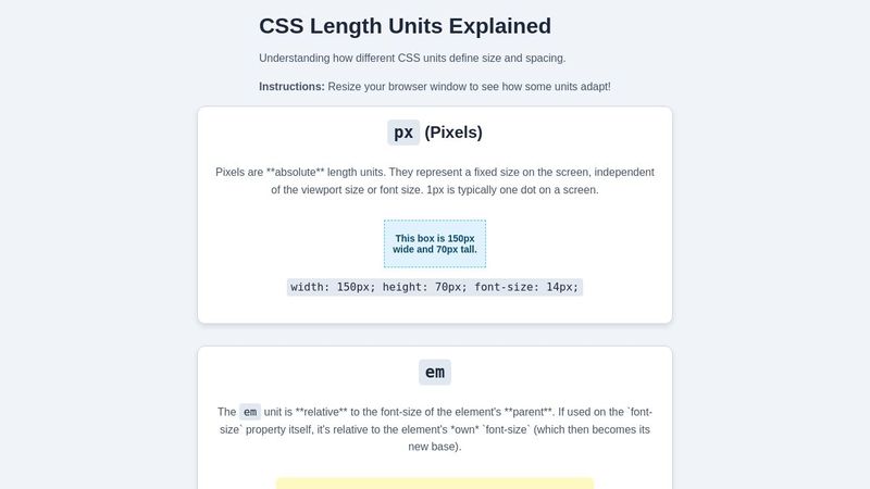 CSS Length Units Examples.