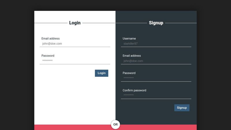 Flat Login/Signup page