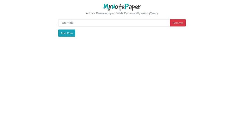 jQuery Dynamically Add or Remove Input Fields