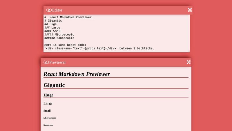 Simple React Markdown Previewer from Freecodecamp
