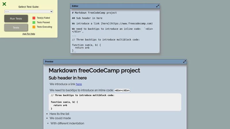 Markdown Previewer(freeCodeCamp)