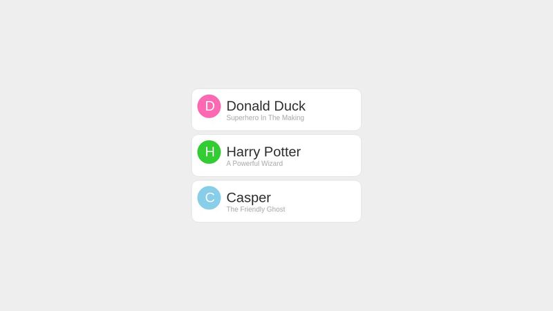 CSS-only First Letter Card