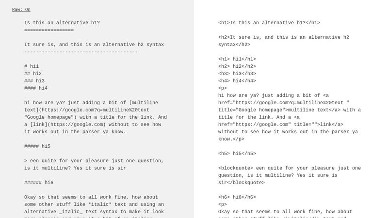 JavaScript Markdown Parser