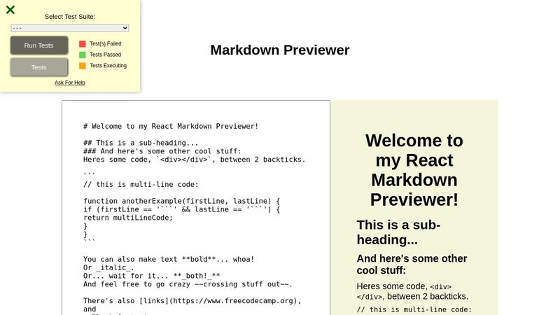 freeCodeCamp - Markdown Previewer
