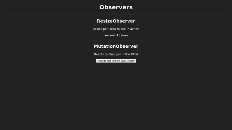 Observers demo – resize, mutation