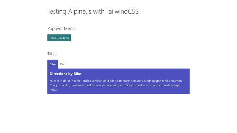 Alpine.js with TailwindCSS
