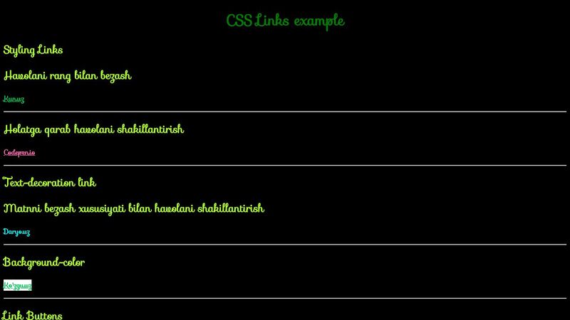 CSS Links example