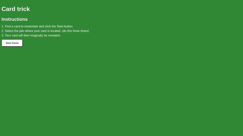 Card Trick - JAVASCRIPT